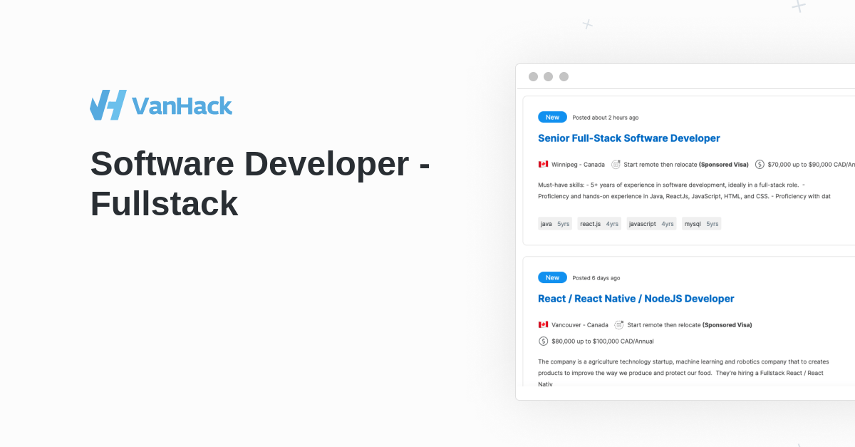 Software Developer Fullstack Vanhack